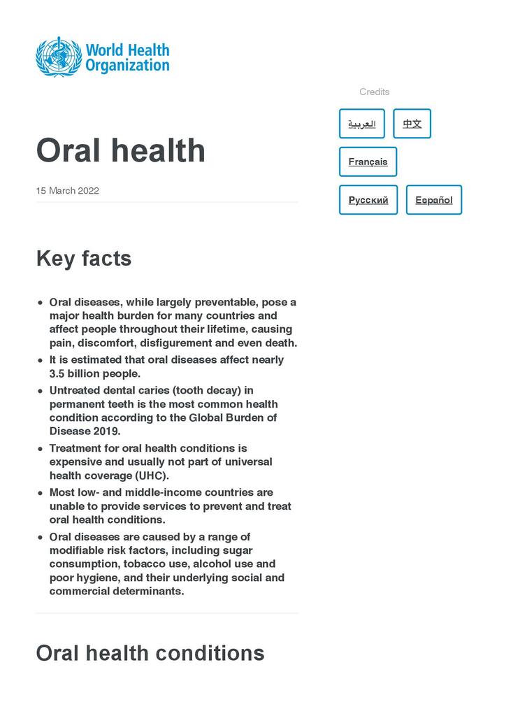 WHO-oral-health-fact-sheet-2022 | Dental Health Foundation