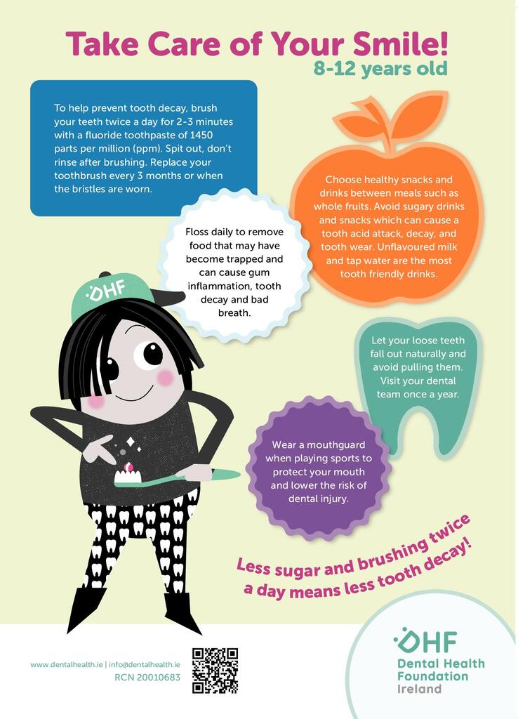 8-12 Years Tooth Tips A4 Poster | Dental Health Foundation