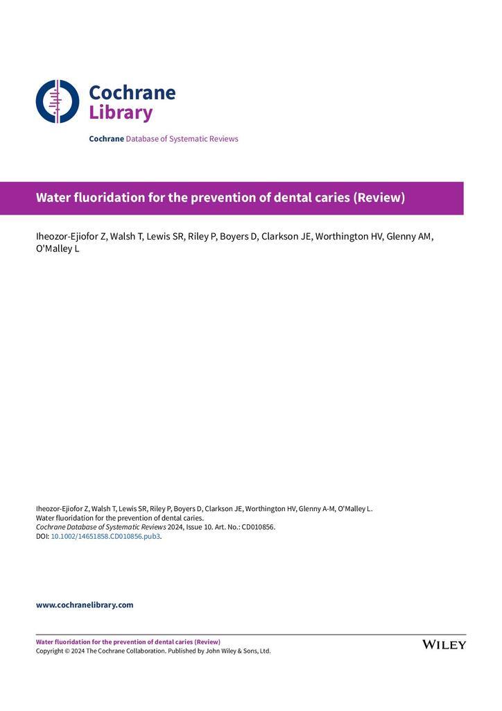 Water fluoridation for the prevention of dental caries (Review ...